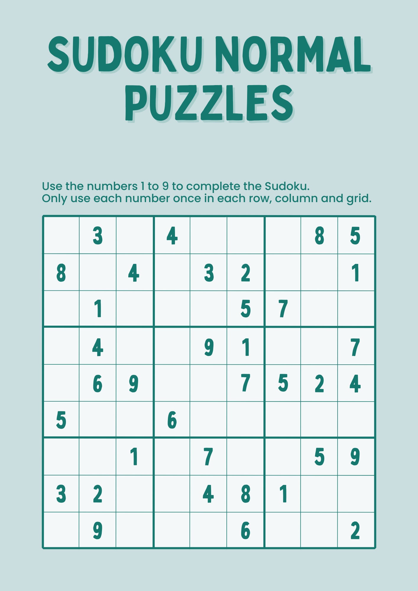 300 Normal Sudoku Puzzles 300 Puzzles NORMAL Large Print - Etsy