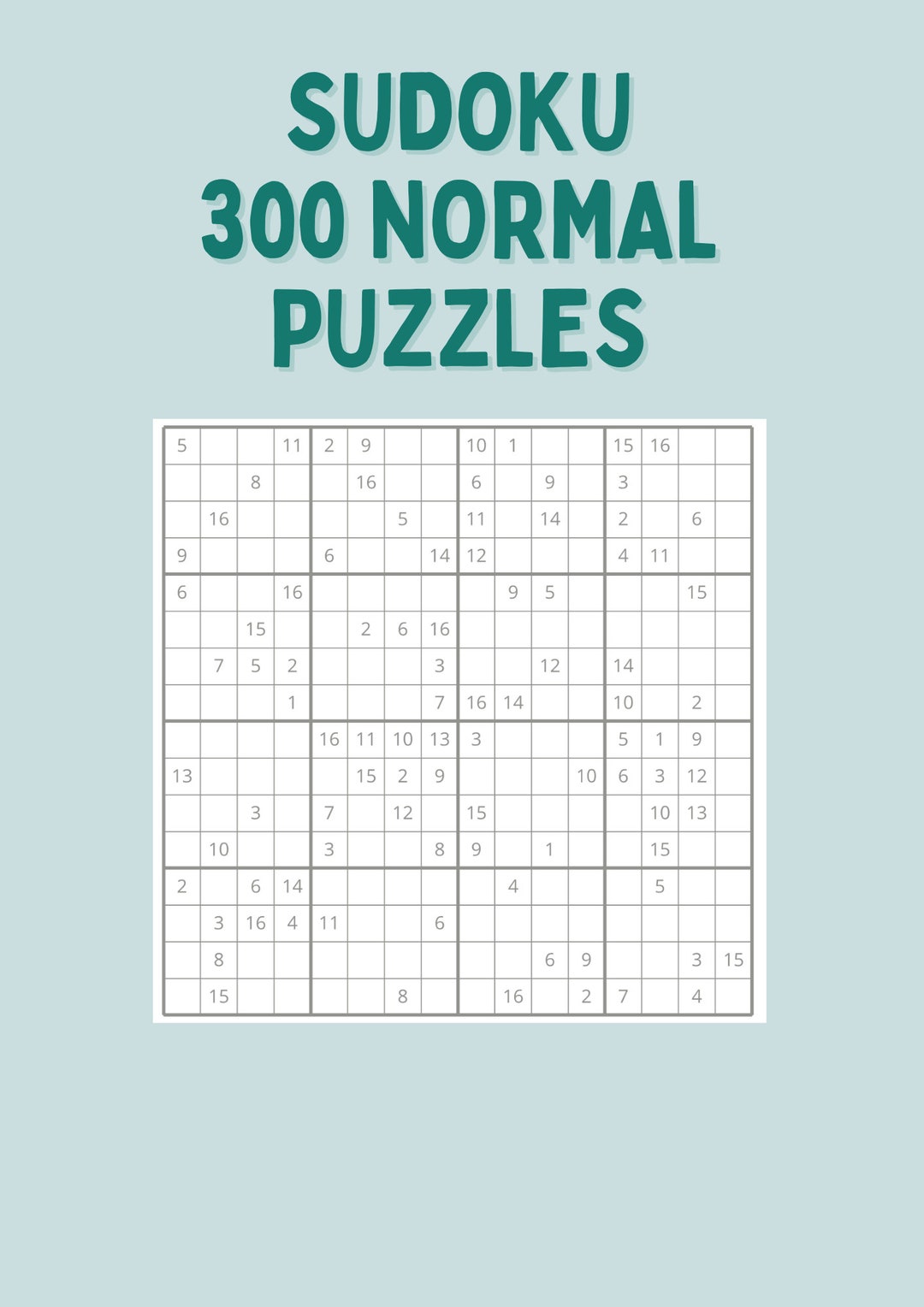 300 Normal Sudoku Puzzles 300 Puzzles NORMAL Large Print - Etsy