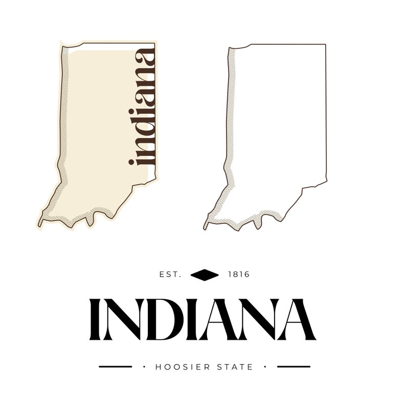 Indiana State Outline With Text SVG Files | Indiana Cut Files | Indiana ...