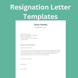 Simple Resignation Letter Template - Etsy