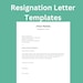 Simple Resignation Letter Template - Etsy
