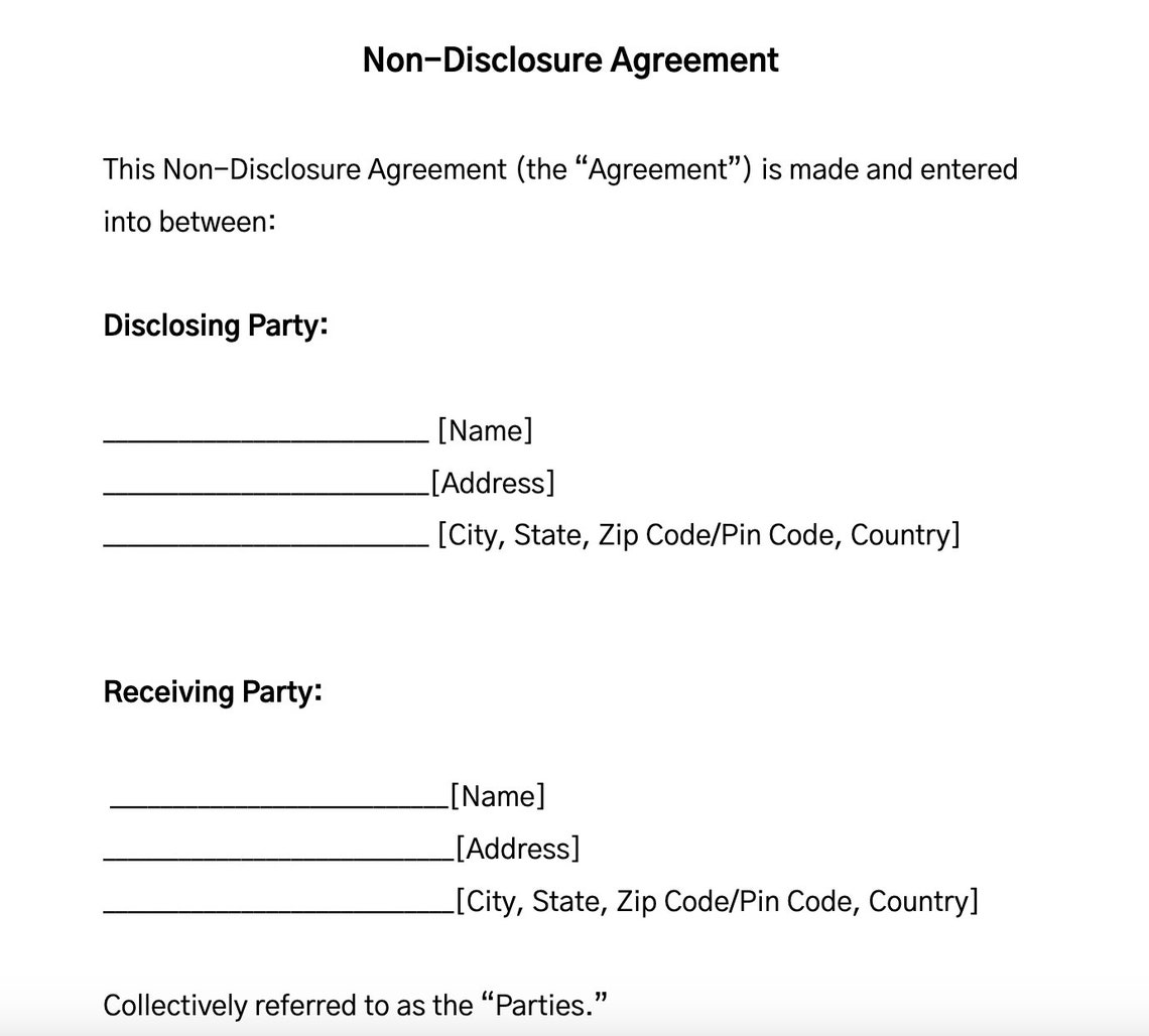 Non Disclosure Agreement Template, NDA Forms,nda Template, Editable ...