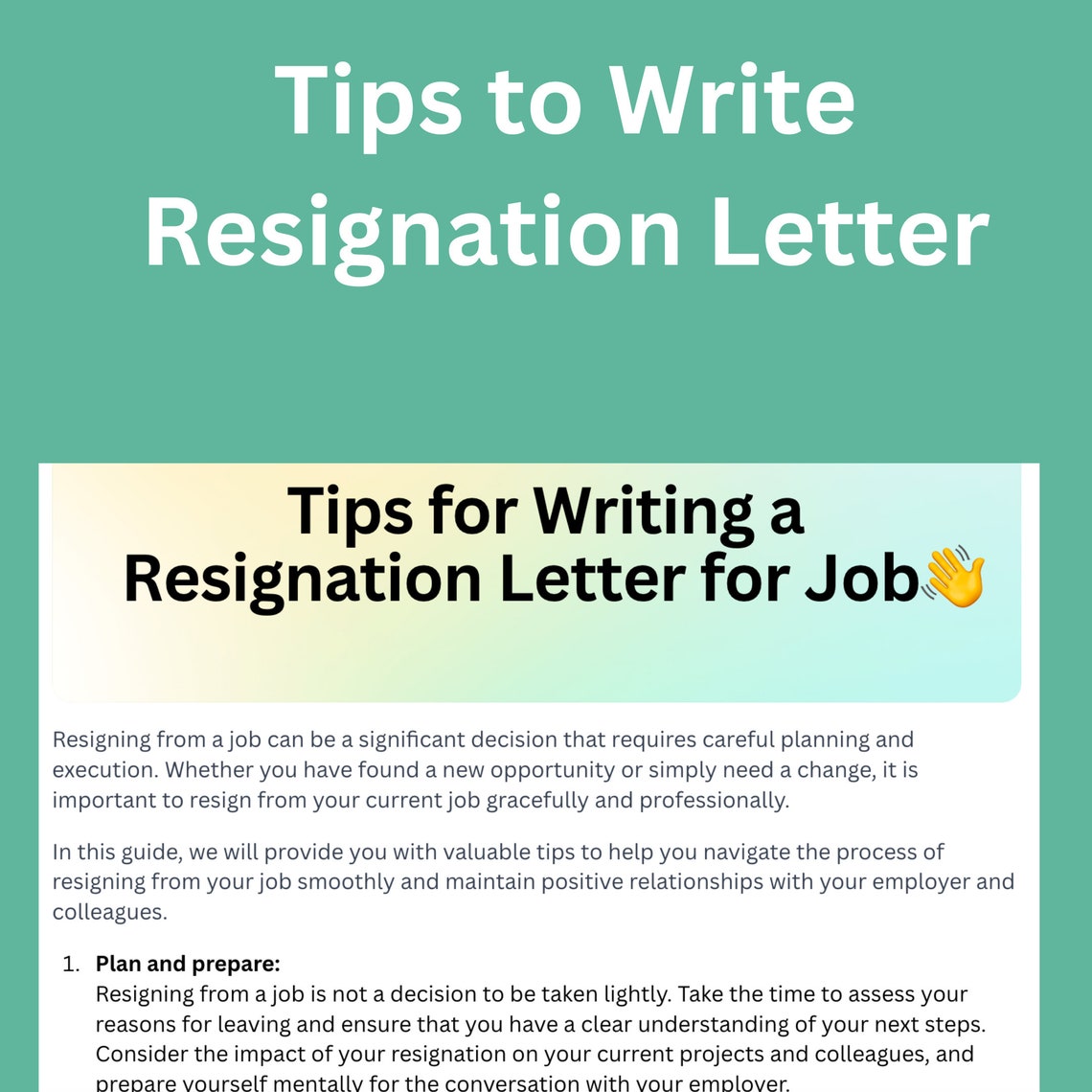Simple Resignation Letter Template - Etsy