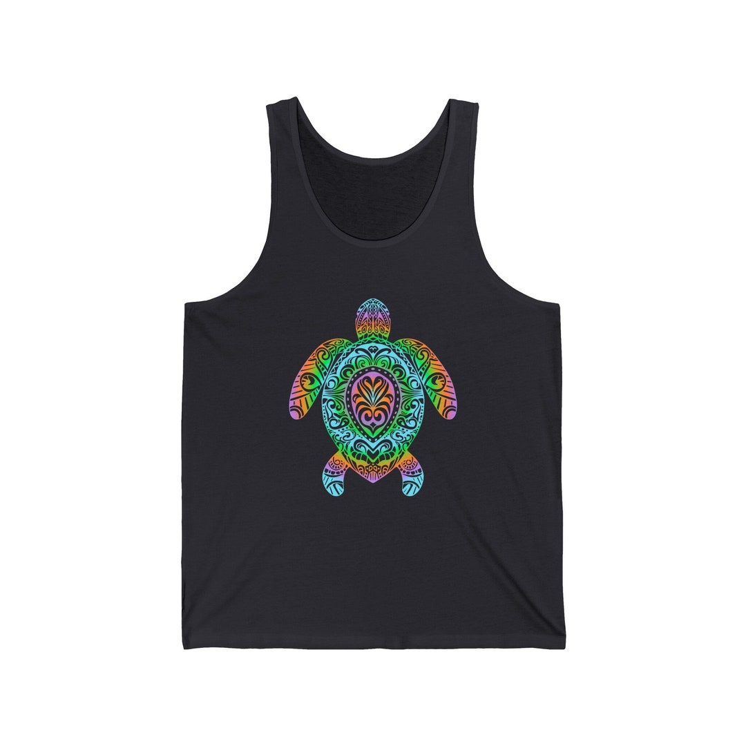 Tribal Turtle Tank Top Colorful Island Design - Etsy