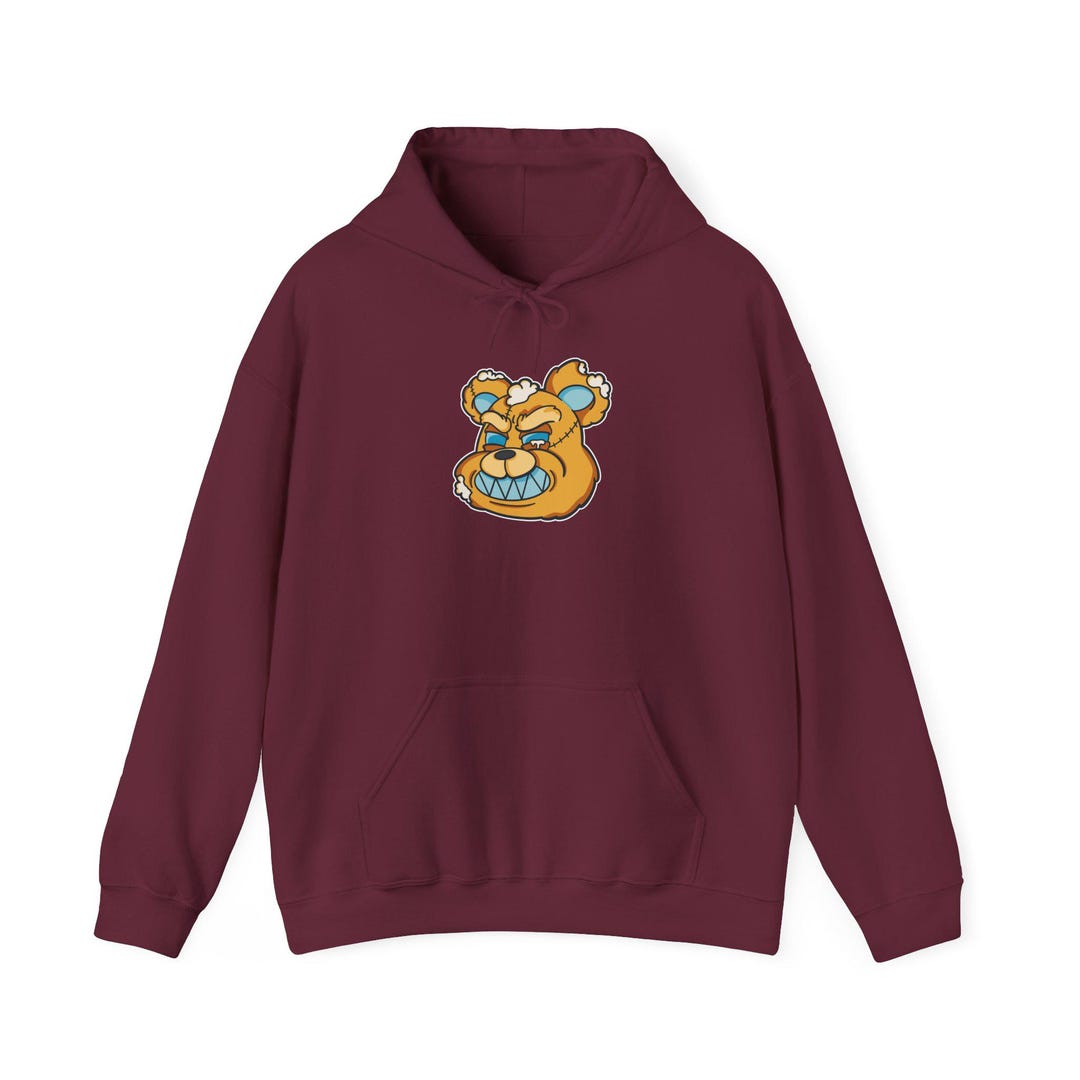 Angry Teddy Bear Hoodie Cute but Fierce Unisex Hoodie for Streetwear ...
