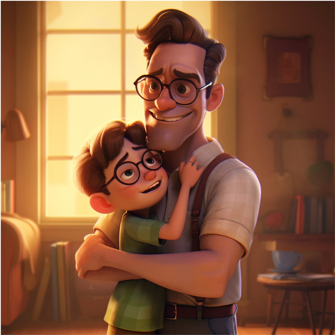 Father and Son Pixar Style Sticker - Etsy