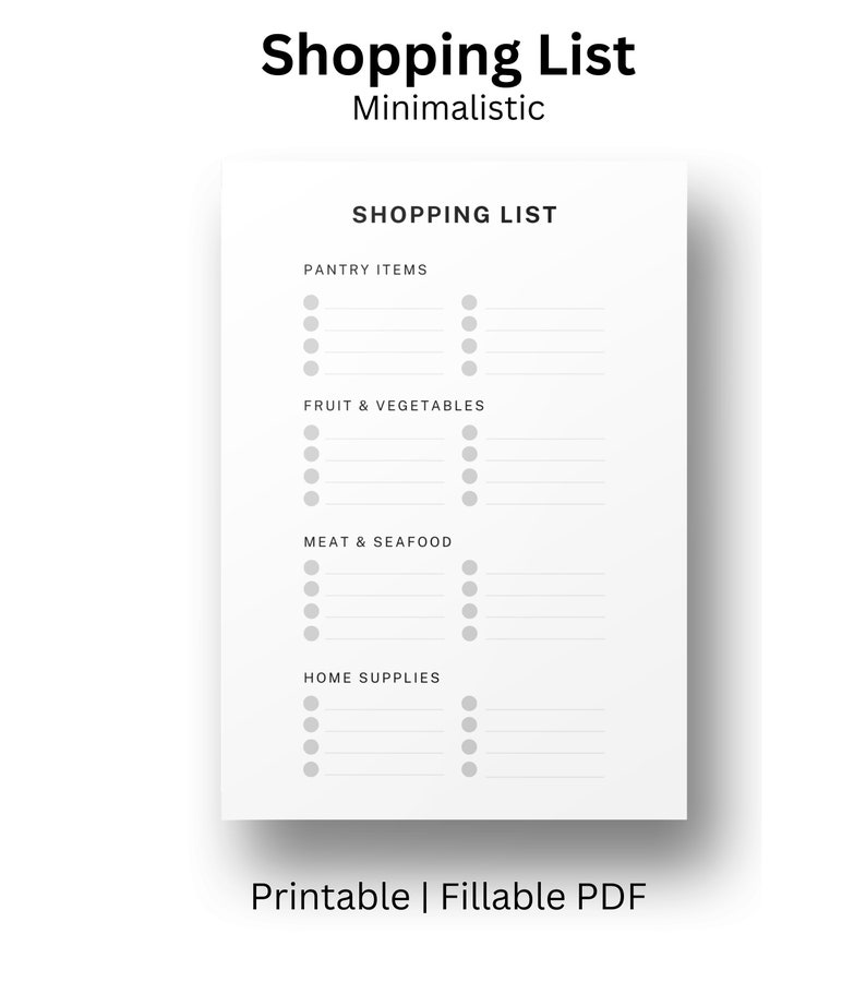 Grocery List Printable Template Shopping Grocery Planner Food Shopping ...
