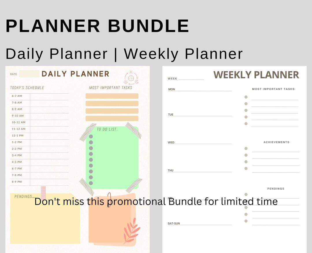 Daily Weekly Planner Bundle Digital Planner Compatible With Notability ...
