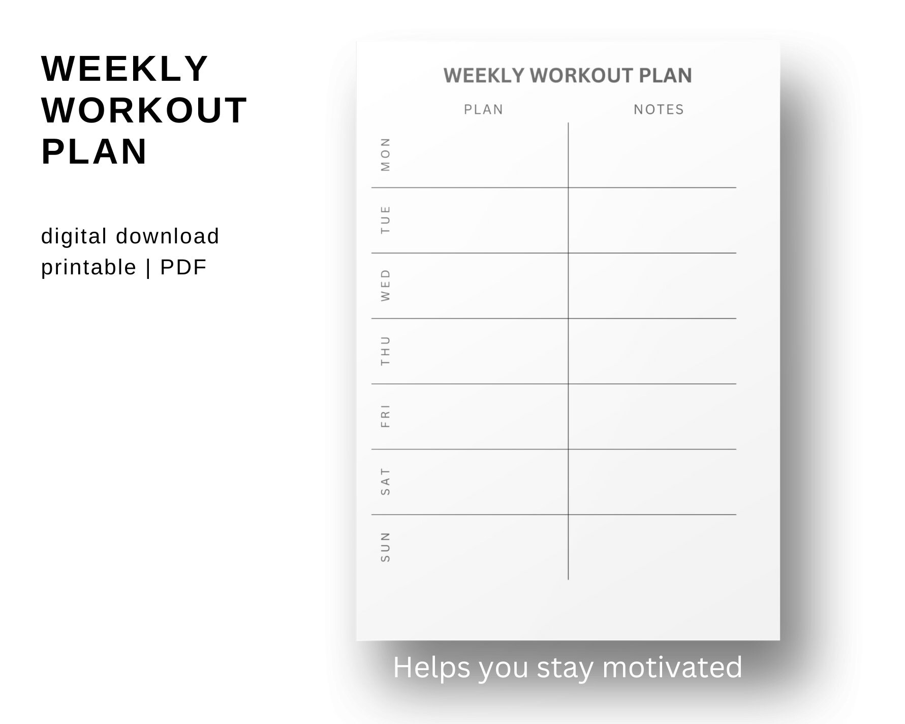 Weekly Workout Planner Printable 7 Days Fitness Planner - Etsy