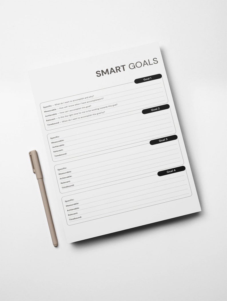 Simple Smart Goal Printable Sheet Fitness Goal Digital Career Goal