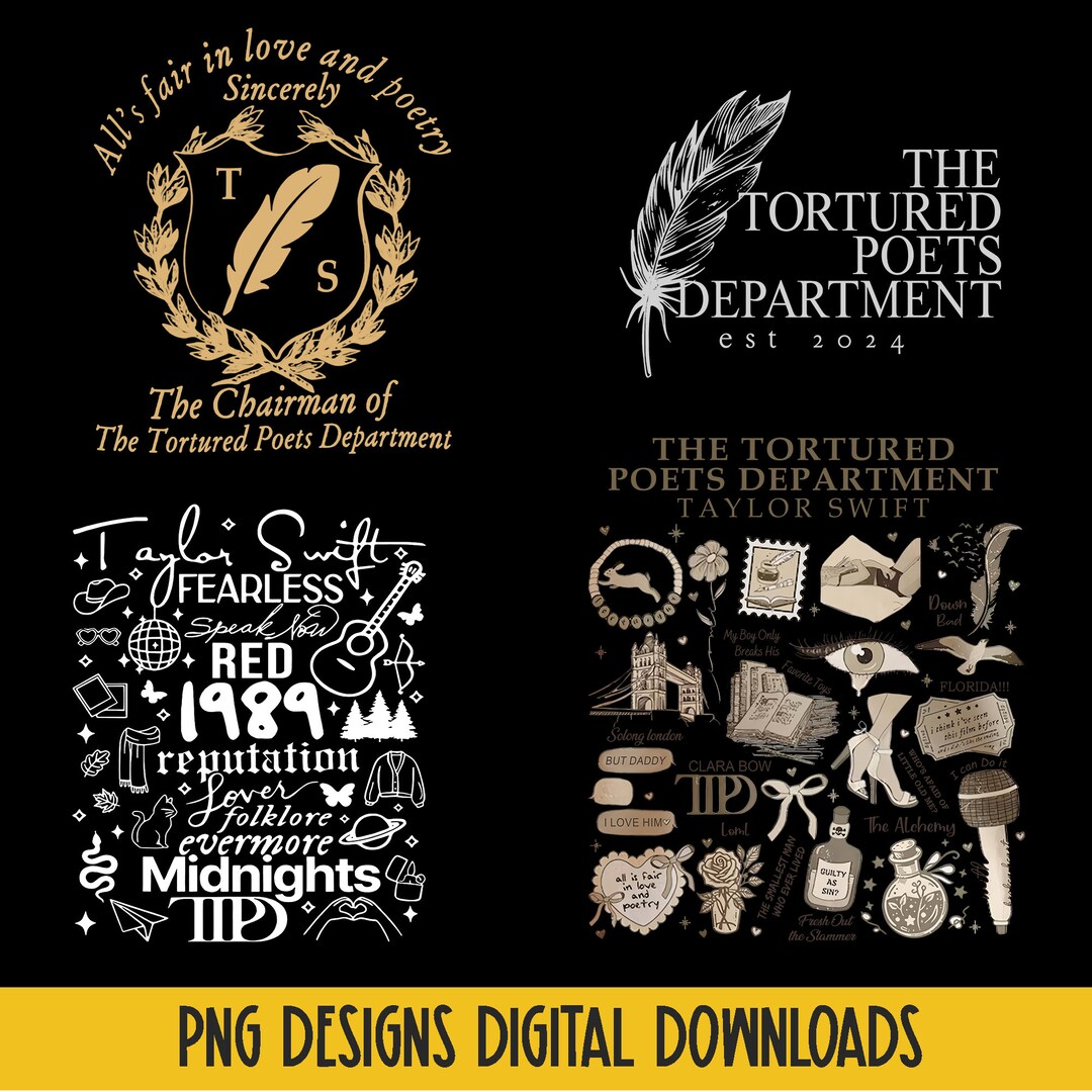The Tortured Poets Department Png Bundle , the Eras Tour Png, the ...