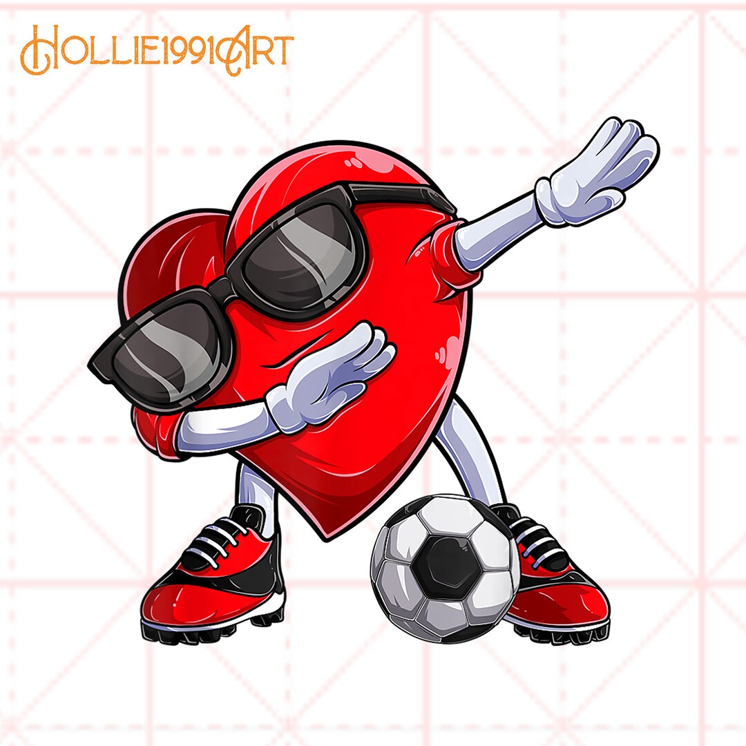 Dabbing Soccer Ball Heart Valentines Day Png, Layered Heart Dab Soccer ...