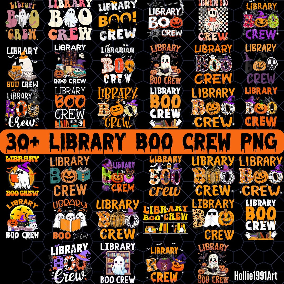 30+ Library Boo Crew PNG Bundle, Teacher Librarian Halloween Gift ...