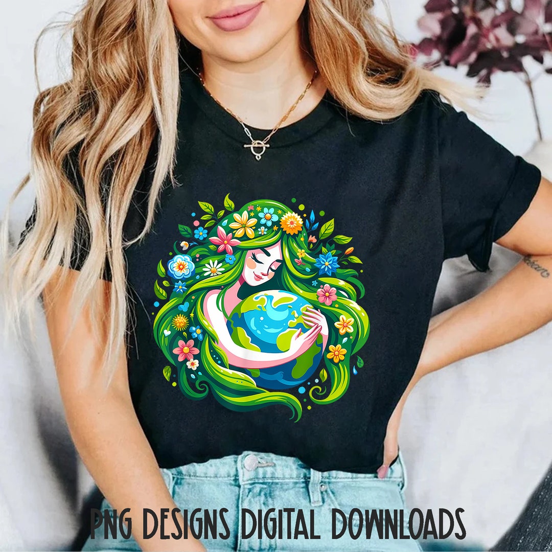 Green Mother Earth Day Png, Gaia Save Our Planet Png, Mom Sublimation ...
