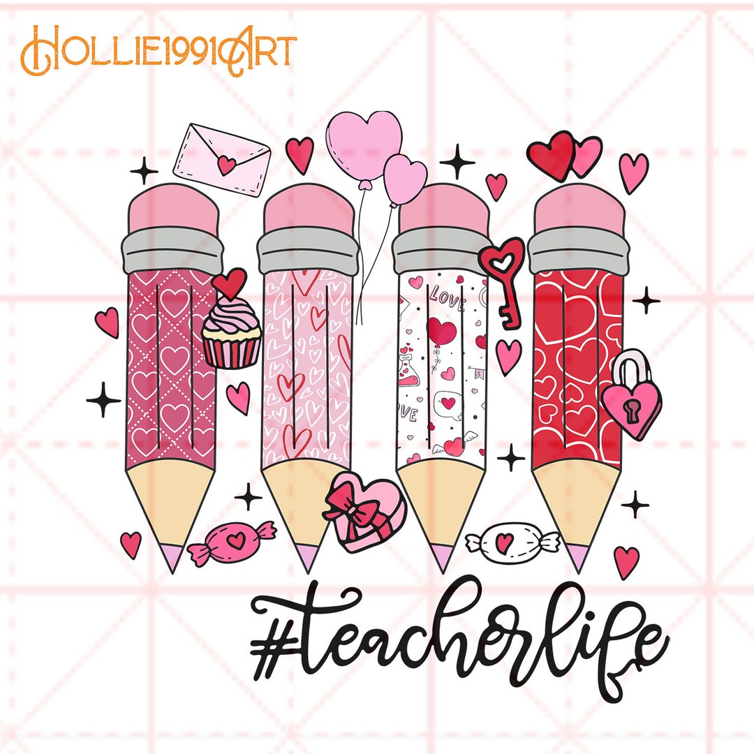 Retro Valentine Pencils Png, Teacher Valentine Png, Funny Heart Pencil ...