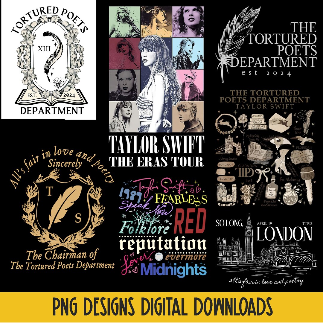 The Tortured Poets Department Png Bundle , the Eras Tour Png, the ...