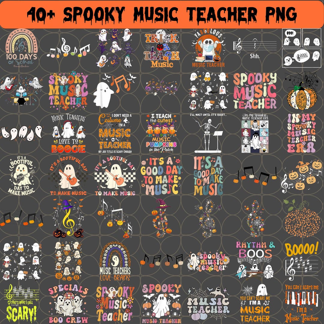 40+ Spooky Music Teacher PNG Bundle, Teacher Music PNG , Halloween ...