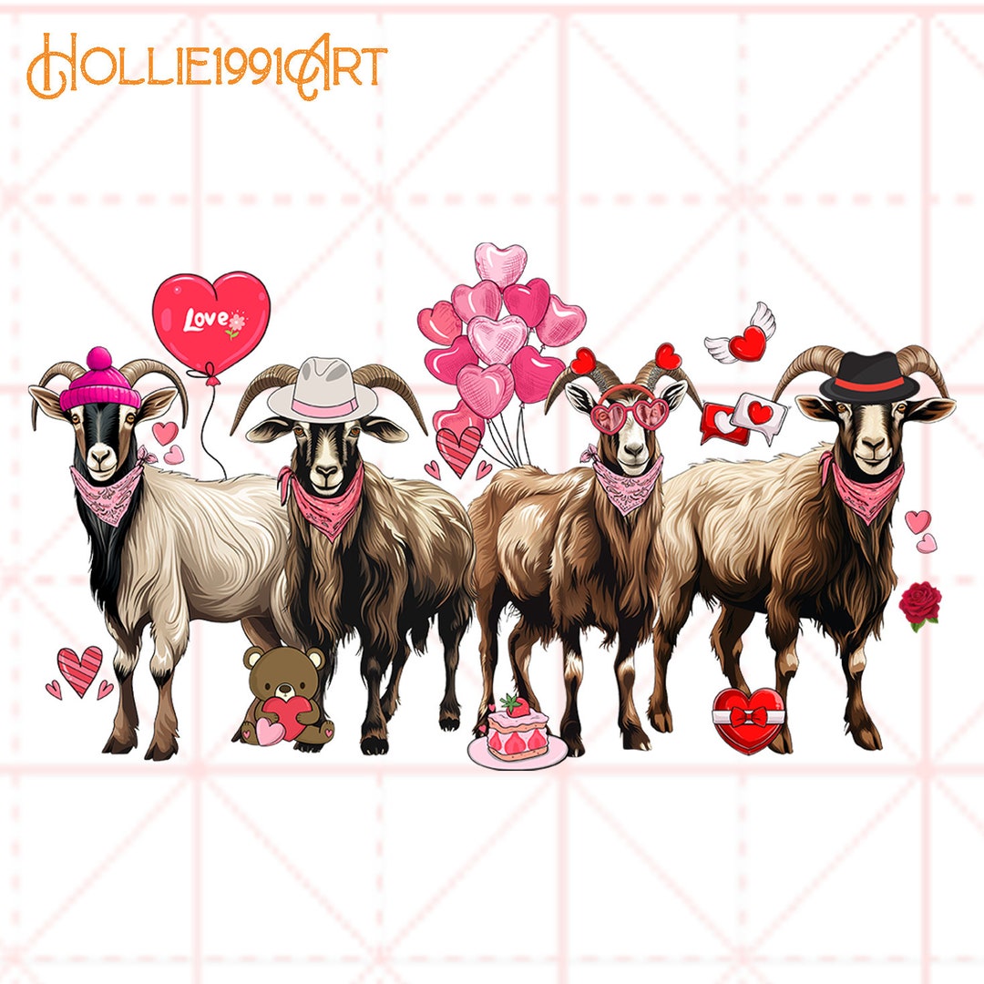 Goats Valentines Day PNG, Valentine Goat Lover Png, Goat Farm Animal ...