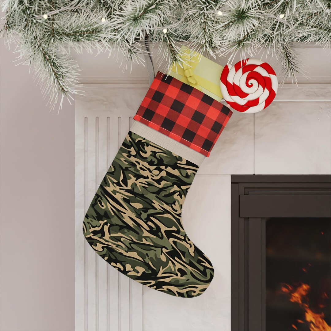 Stocking, Camo Christmas Decor, Holiday Stocking, Woodland Christmas ...