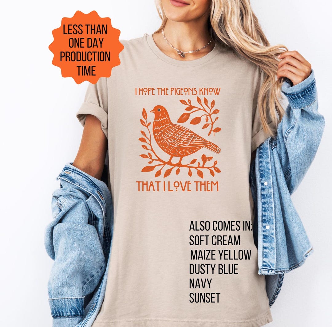 Pigeon Shirt Linocut Granola Girl Bird Nerd Cottage Core Clothes Nature ...