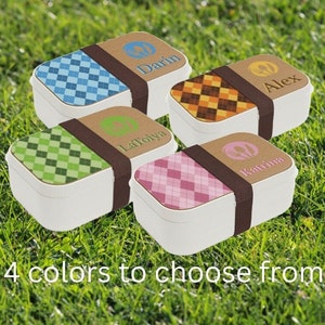 Personalized Bento Box for Prepster. Preppy Argyle Custom Lunch Box for ...