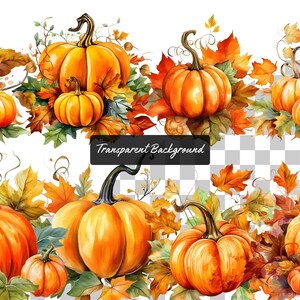 Orange Pumpkins Watercolor Clipart, Pumpkin PNG, Fall Clipart ...