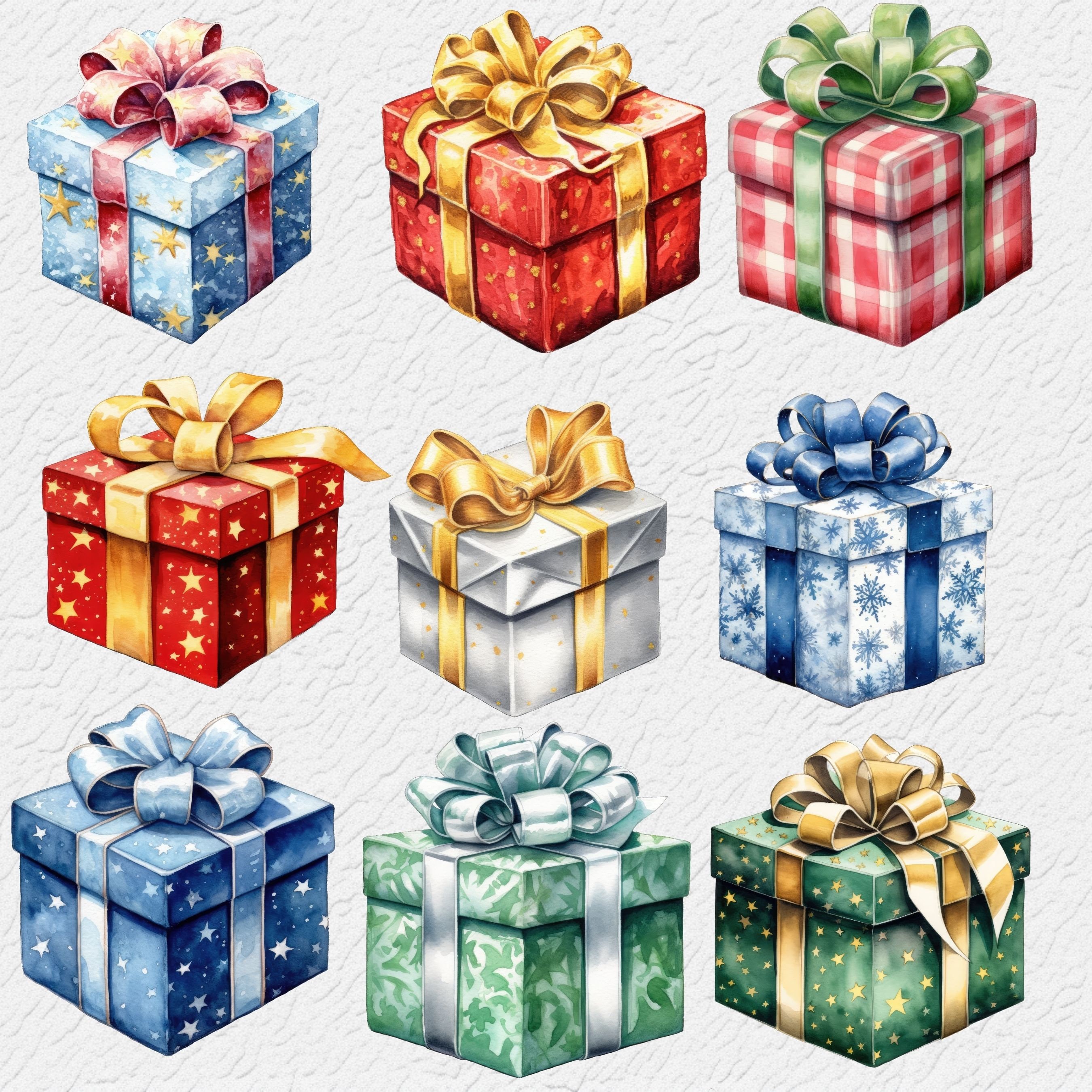 Watercolor Christmas Presents Clipart, Gifts Digital Art, Watercolour ...