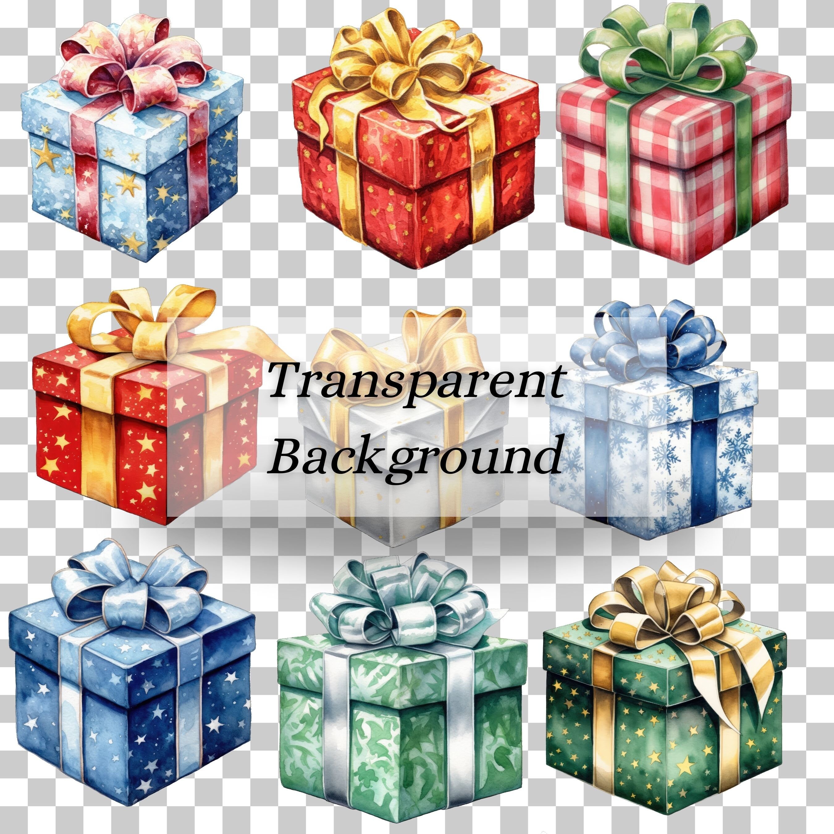 Watercolor Christmas Presents Clipart, Gifts Digital Art, Watercolour ...