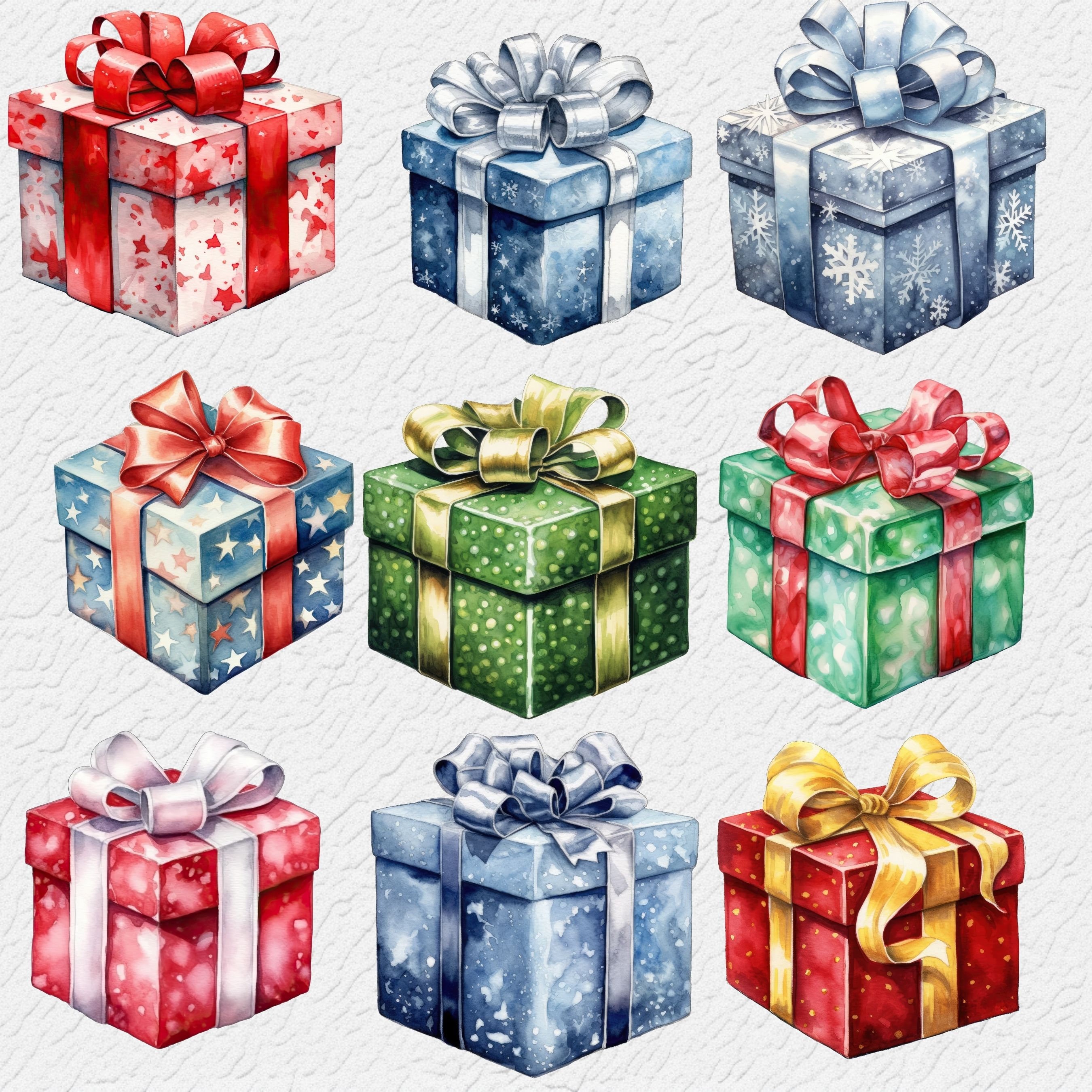 Watercolor Christmas Presents Clipart, Gifts Digital Art, Watercolour ...