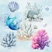 Watercolor Cute Sea Animals Clipart Bundle, Underwater Ocean PNG Set ...