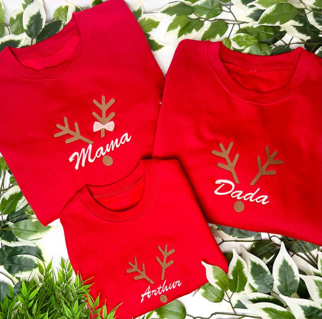 Custom Name Christmas Family Reindeer Antlers Matching - Etsy