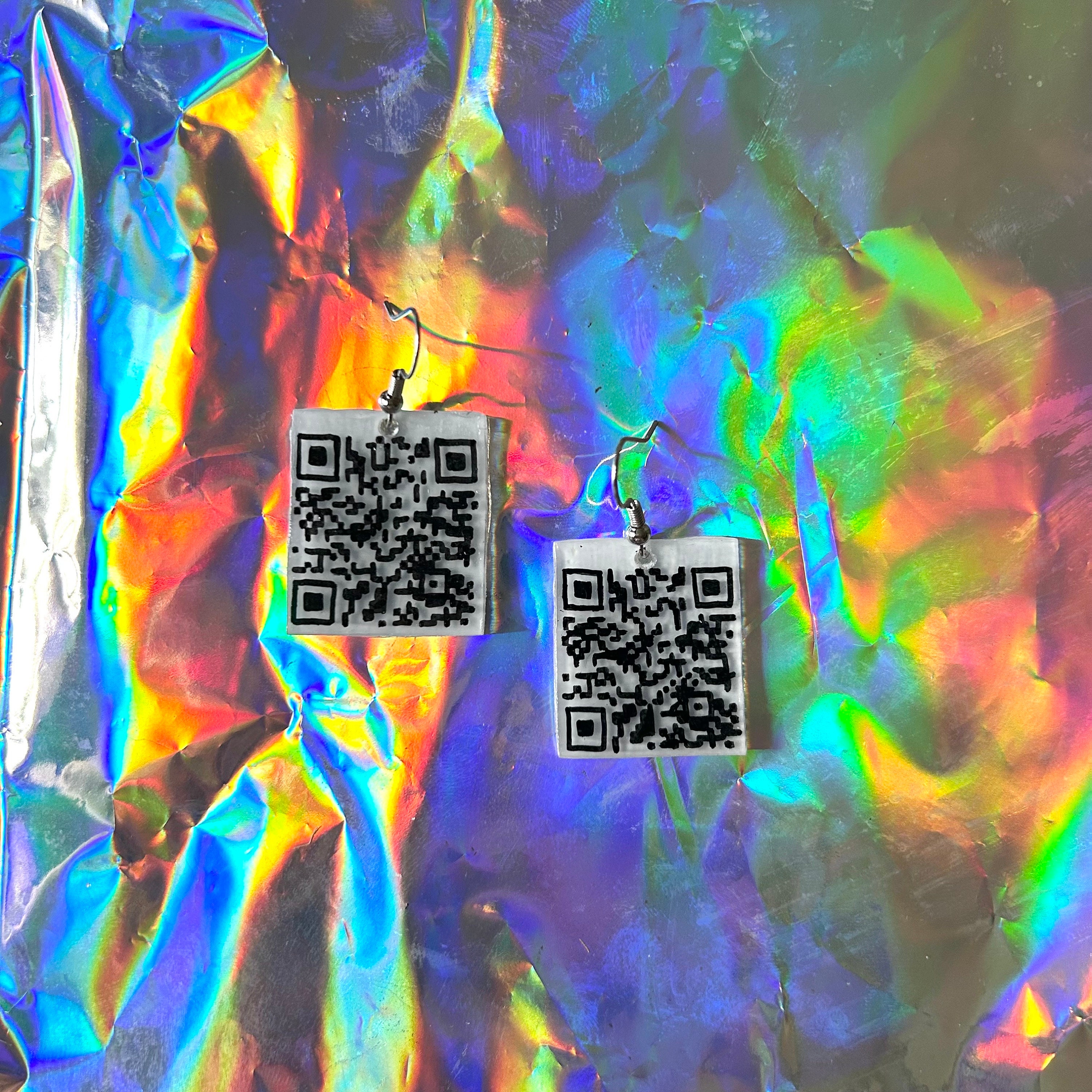 Rickroll Barcode Dangle Earrings // Gen Z Funny Creative Meme Jewelry ...