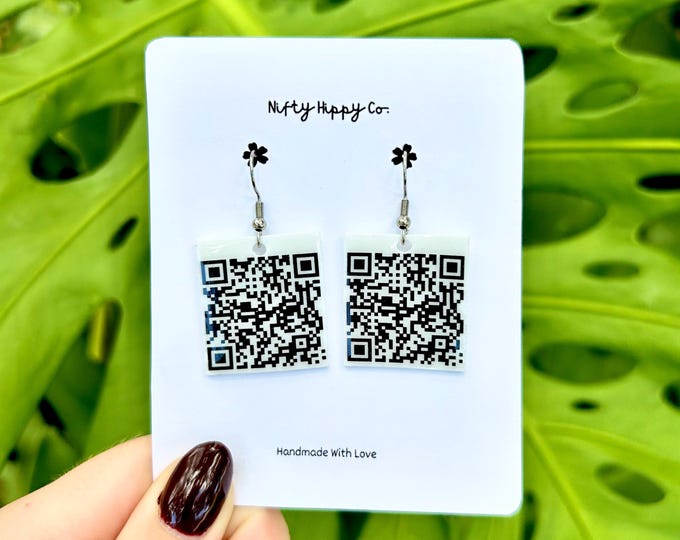 Rickroll QR Code Dangle Earrings | Gen Z Funny Creative Meme Jewelry ...