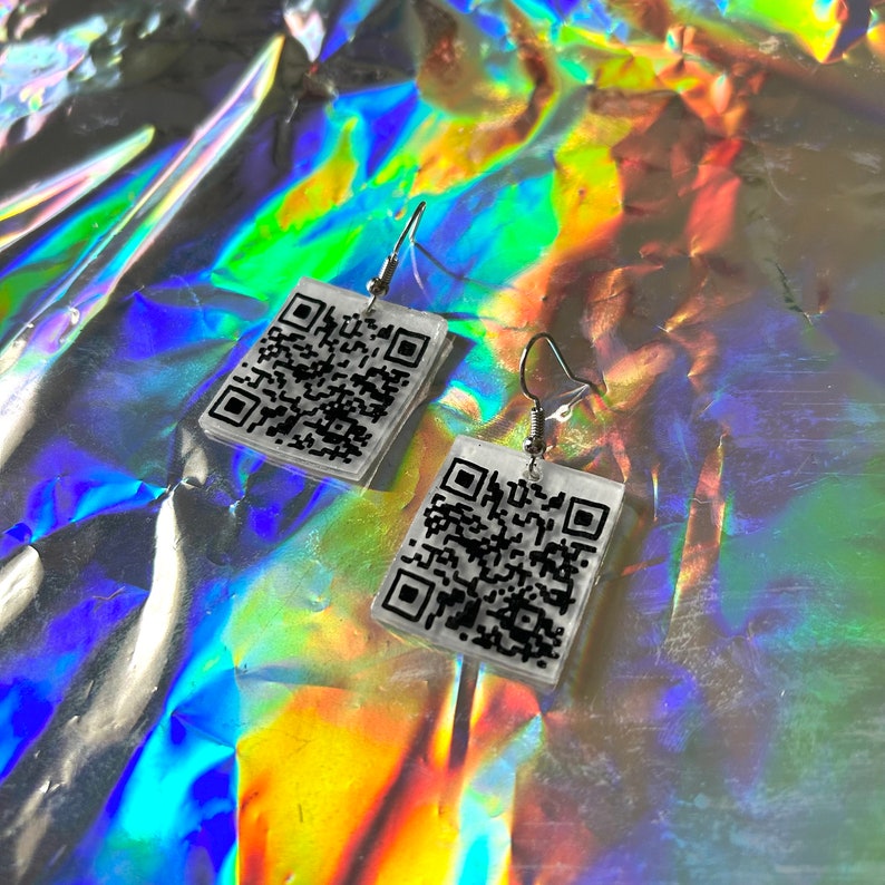 Rickroll Barcode Dangle Earrings // Gen Z Funny Creative Meme Jewelry ...