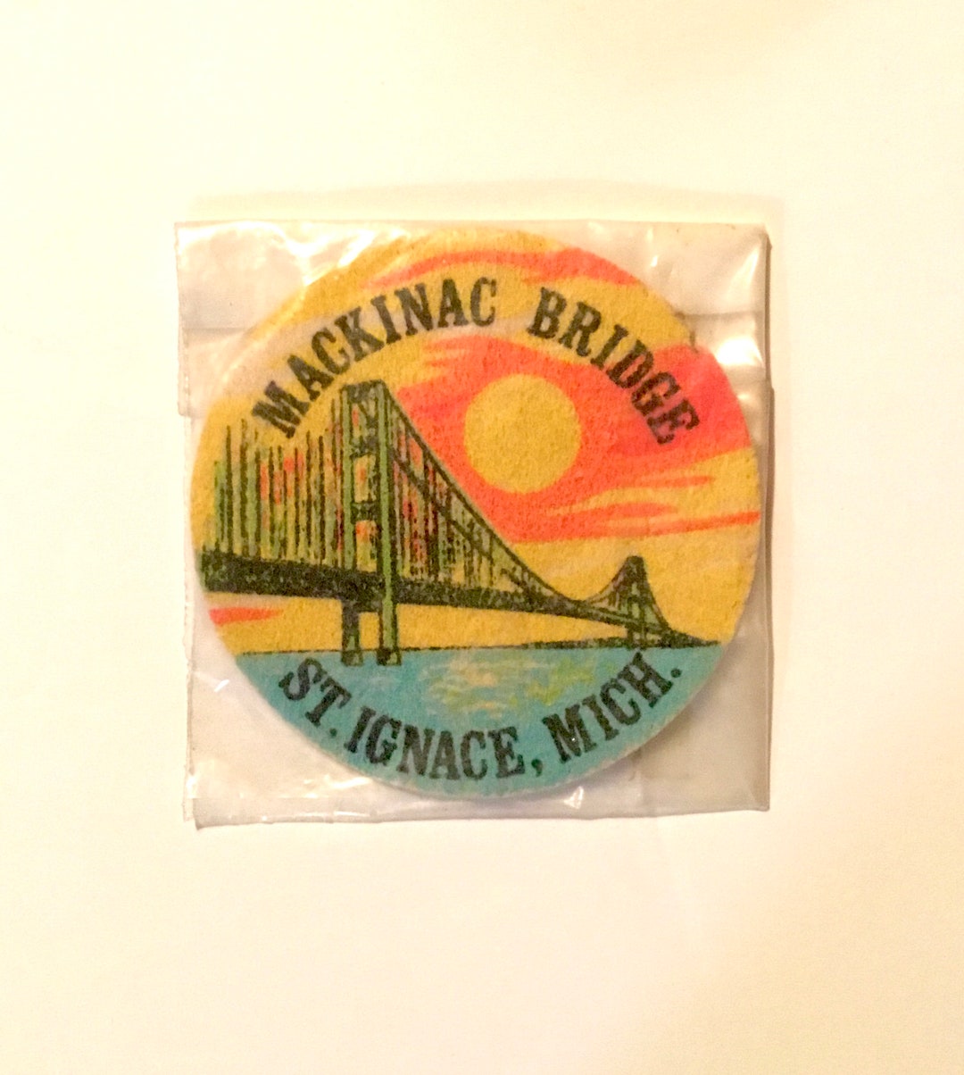 Deadstock 1970s St. Ignace MACKINAW BRIDGE Patch Still in Wrapper ...