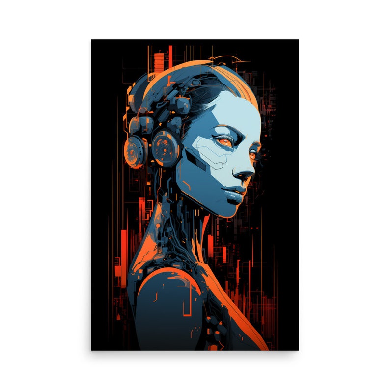 Cyborg Female Neon 2 Futuristic Character Portrait Sci-fi Cyberpunk ...