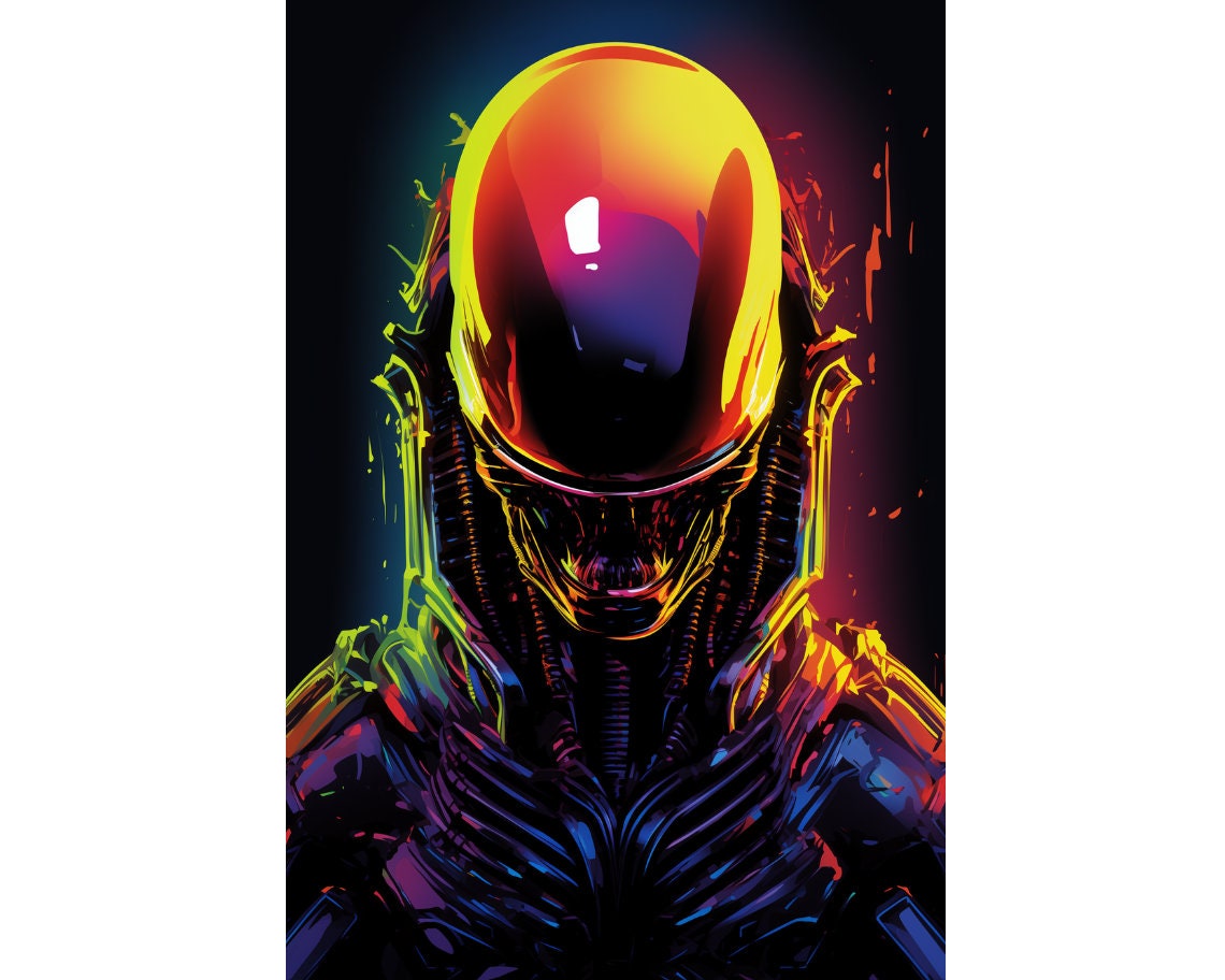 Xenomorph Alien Neon Art 2 Character Series Portrait Digital Files - Etsy