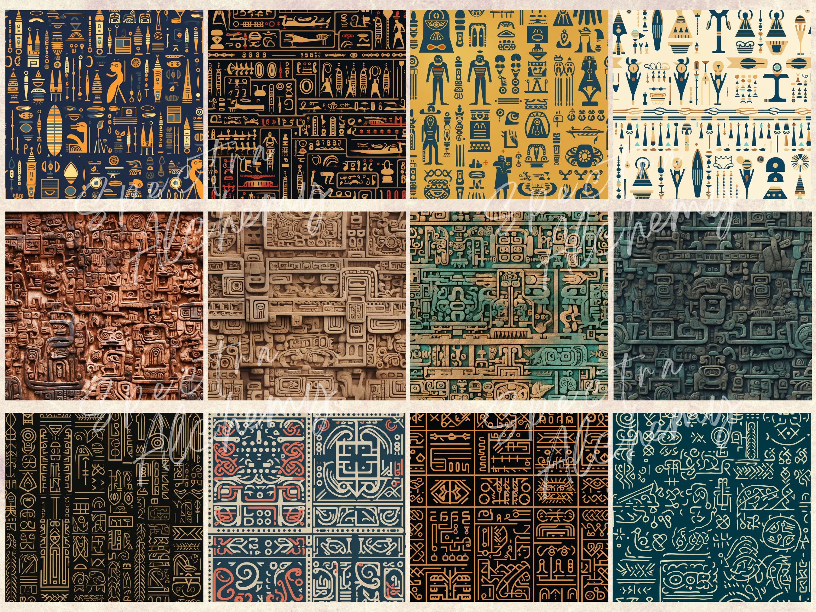 24 Tribal Signs & Ancient Symbols Seamless Patterns, Repeating File for ...