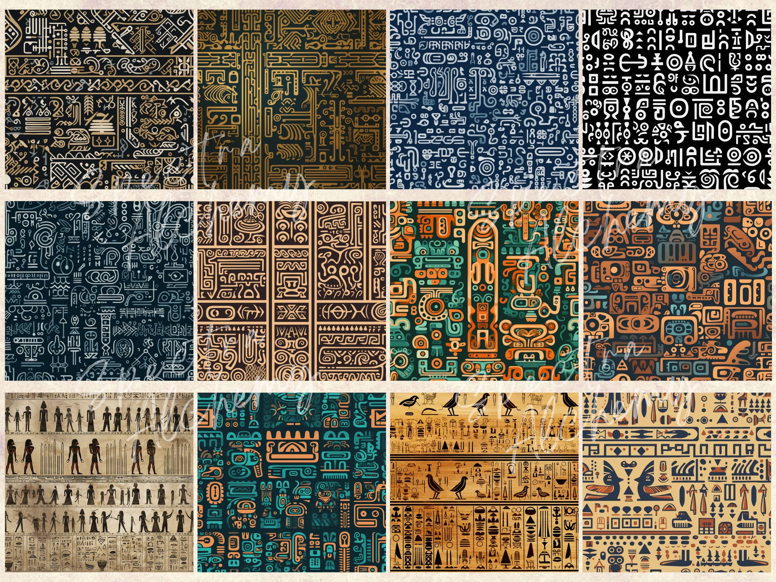 24 Tribal Signs & Ancient Symbols Seamless Patterns, Repeating File for ...