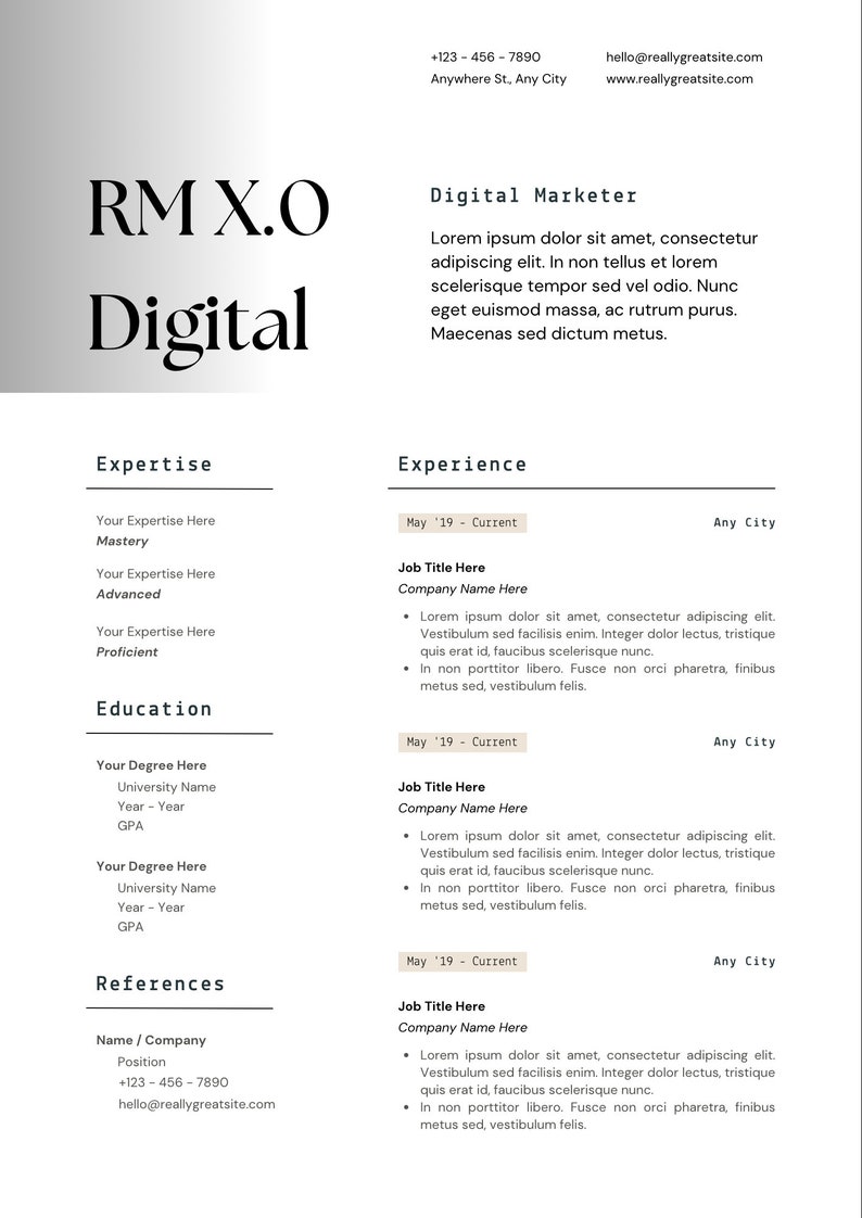 Digital CV Template - Etsy