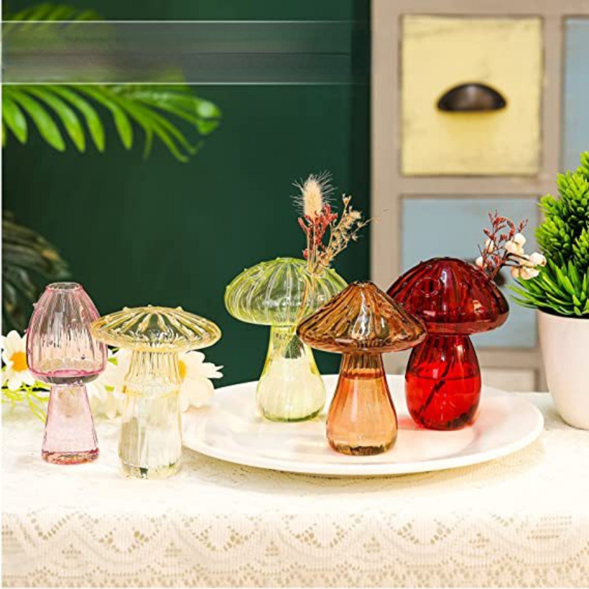 Glass Mushroom Vase Colorful Transparent Glass Vase Mushroom - Etsy UK Glass Mushroom Vase Colorful Transparent Glass Vase Mushroom - Etsy UK