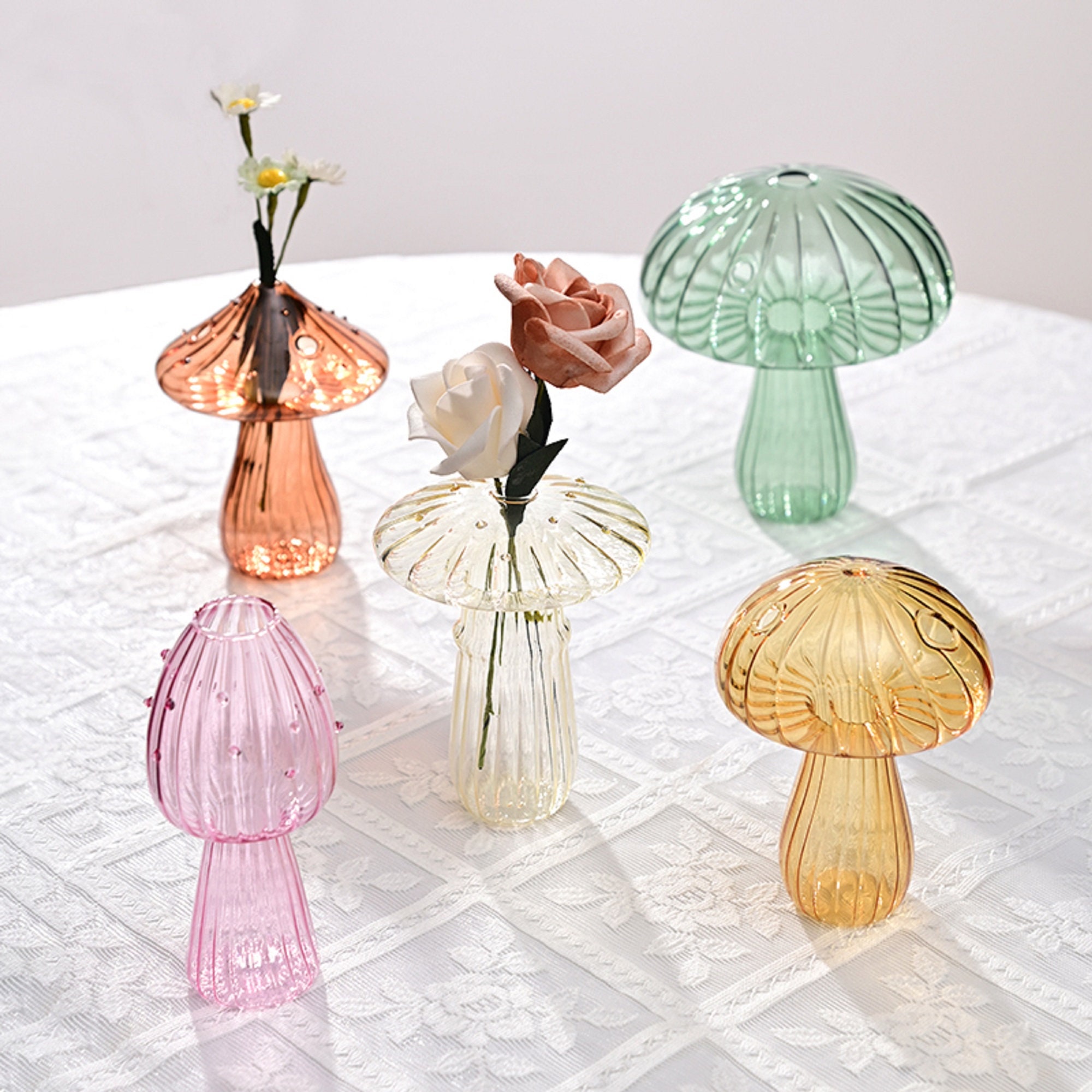 Glass Mushroom Vase Colorful Transparent Glass Vase Mushroom - Etsy UK Glass Mushroom Vase Colorful Transparent Glass Vase Mushroom - Etsy UK