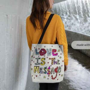 Graphic Lyric Tote Bag, Gift for Musicians Artist Music Lovers, Love ...