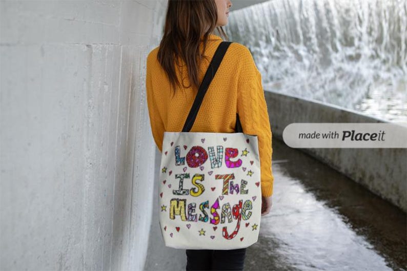 Graphic Lyric Tote Bag, Gift for Musicians Artist Music Lovers, Love ...