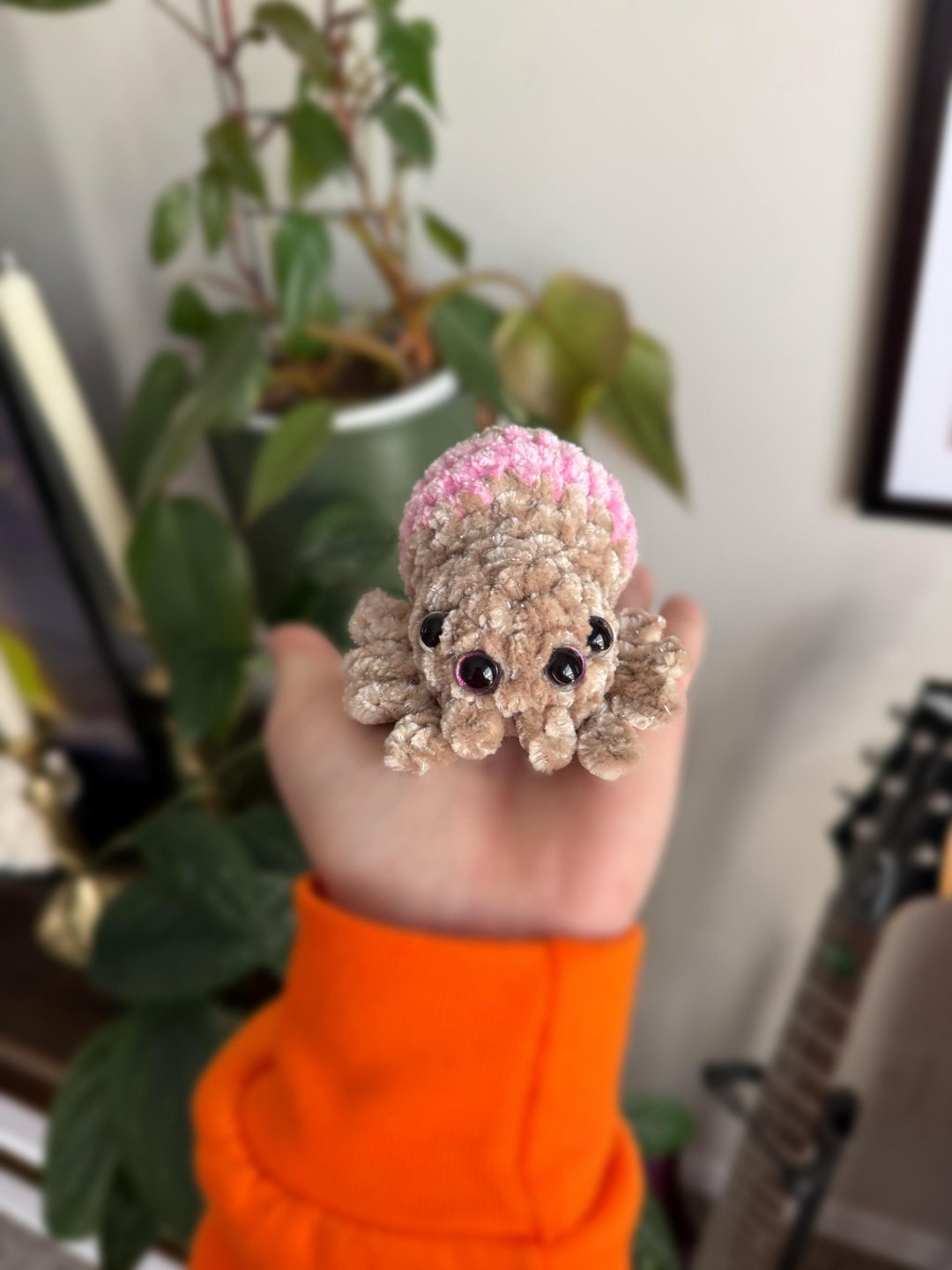 Pink & Brown Jumping Spider Crochet Plushie | Stuffed Animal | Toy ...