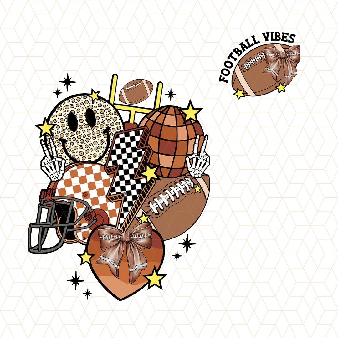 Retro Groovy Smiley Face Football Vibes Png, Football Smiley Face Png ...