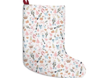 Pink Nutcracker Stocking, Nutcracker Christmas Stockings, White Knit ...