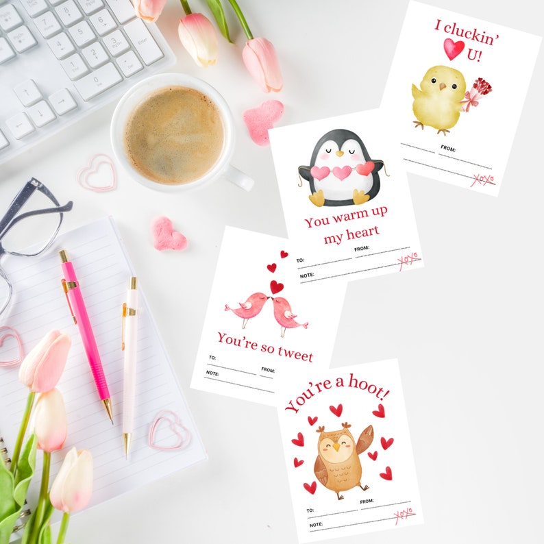 Printable Valentine's Day Cards- Cute Little Birds 6 Count - Etsy