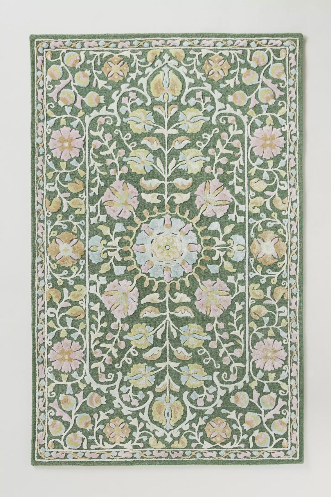 Tali Green Handmade Tufted New Zealand Woolen Viscose Area Rug for ...