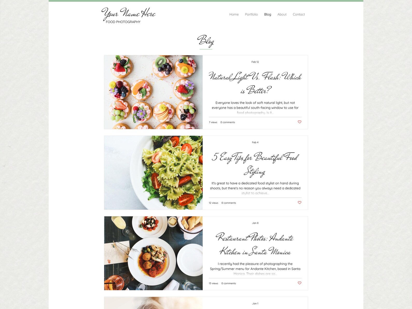 Wix Theme Designs for Food Photographer Wix Webdesign Wix Website ...